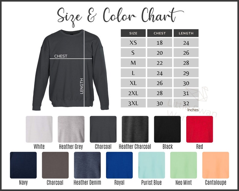 Tultex 340 Color Chart 340 Tultex Sweatshirt Every (Instant Download ...