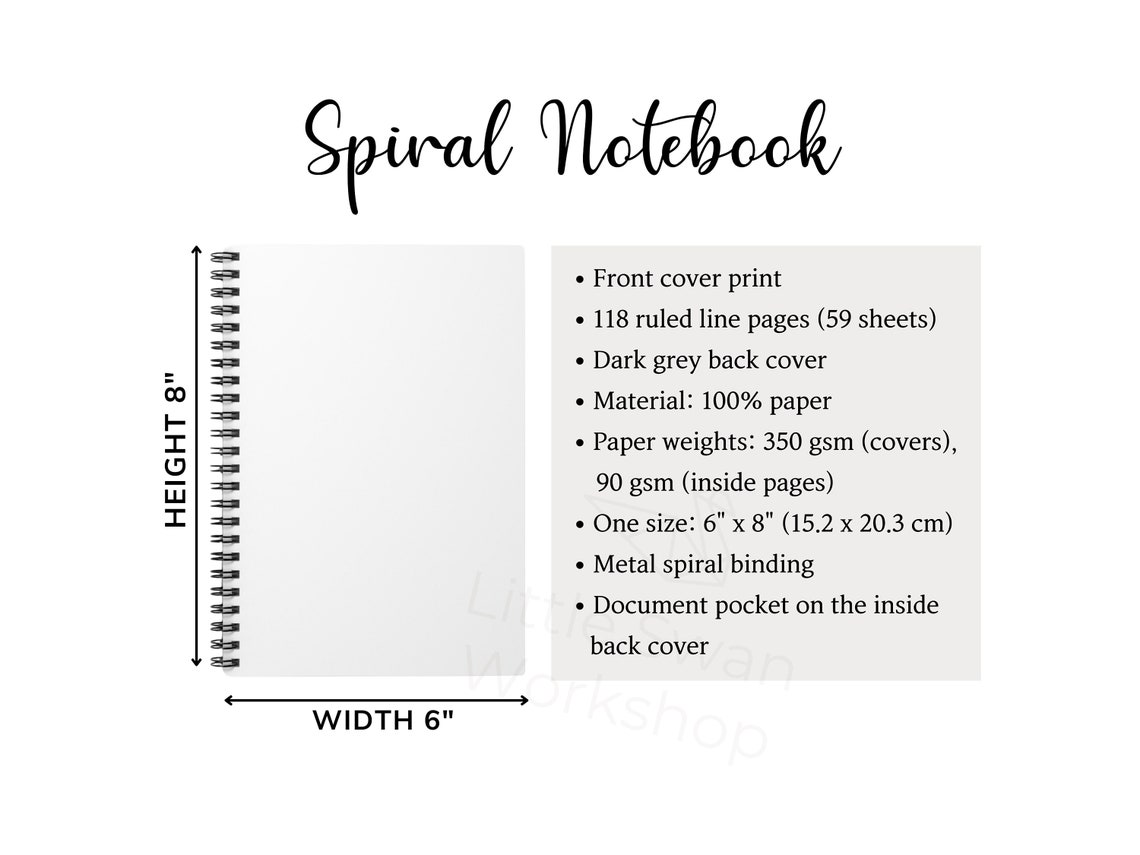 Spiral Notebook Size Chart, 2 Versions Sizing Guide Included - Etsy