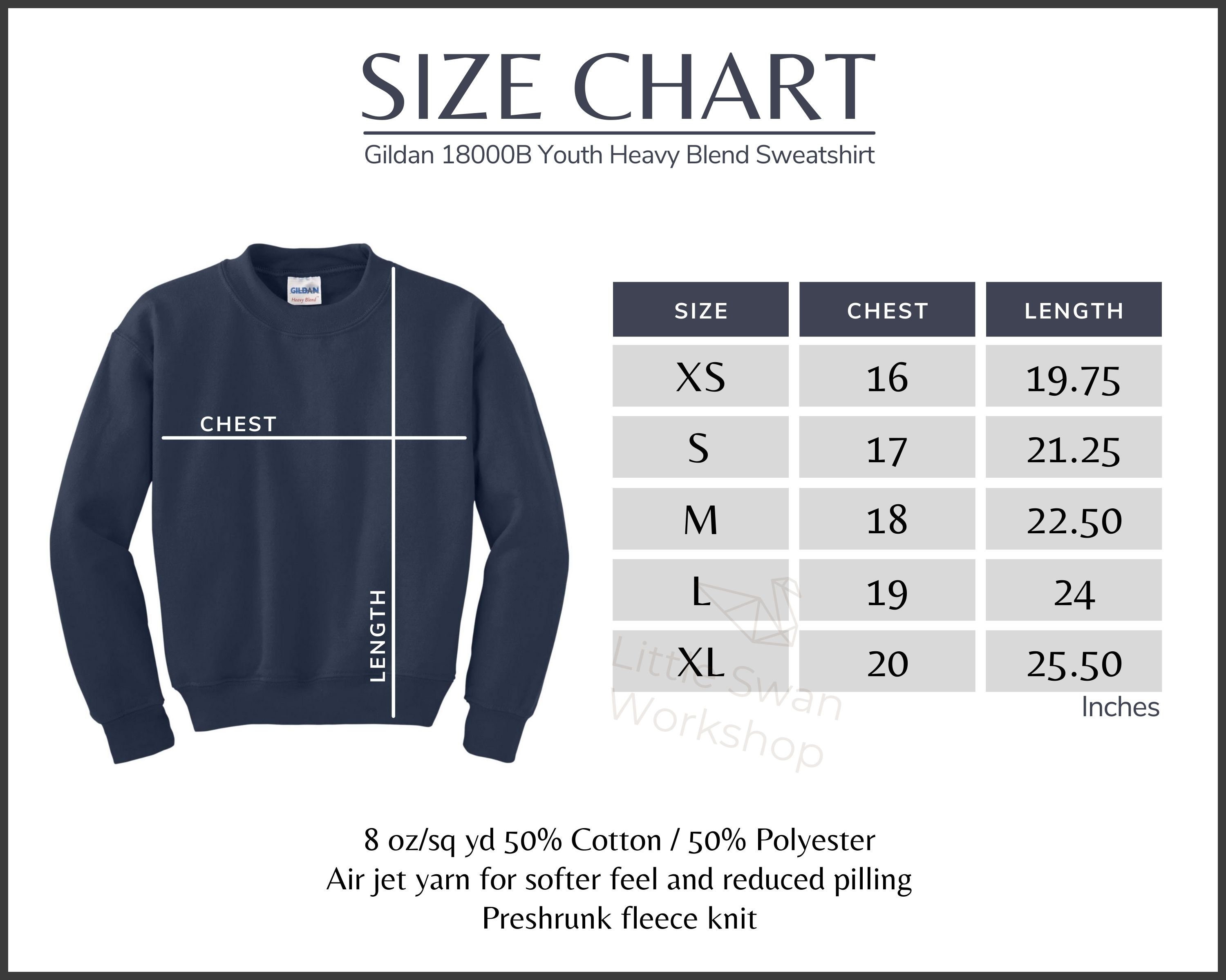 Gildan 18000B Size Chart, Gildan G180B Youth Sweatshirt Size Gildan 18000B Size Chart, Gildan G180B Youth Sweatshirt Size