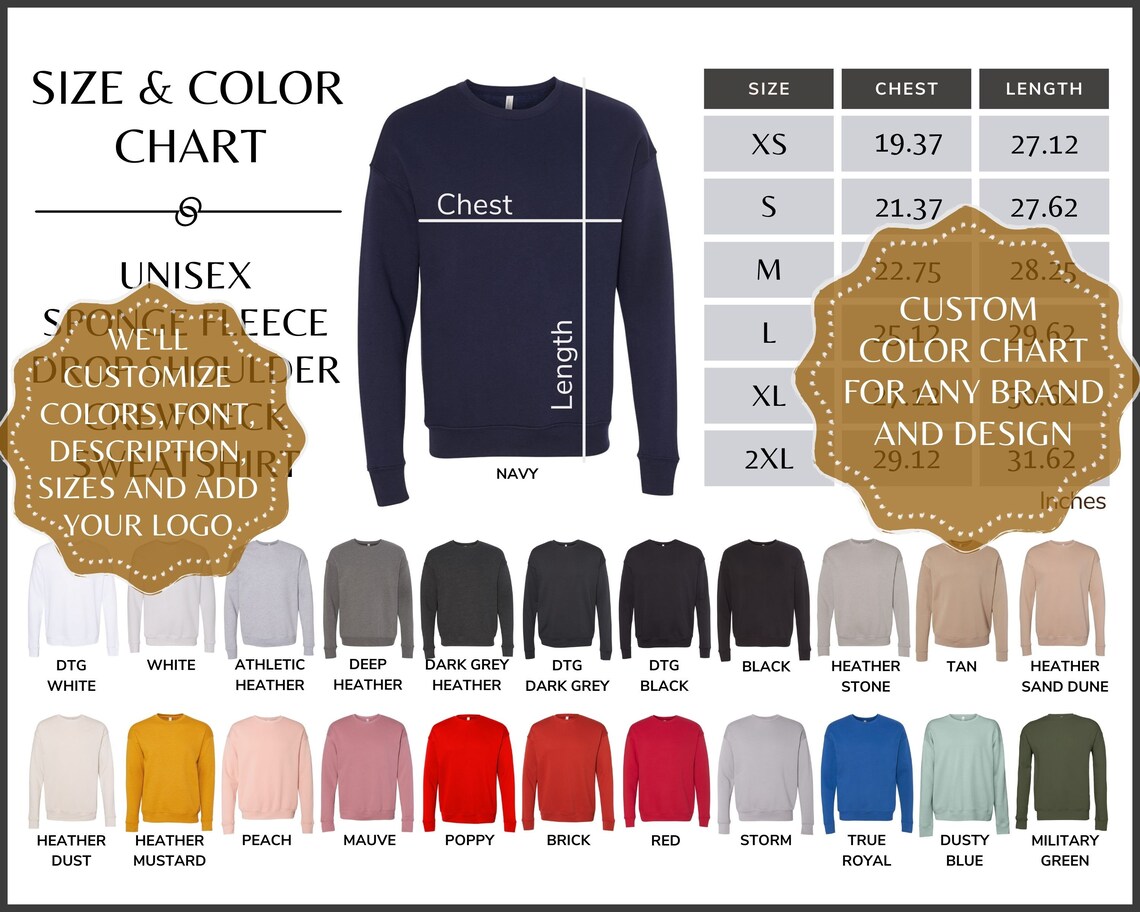 Custom Color Chart Personilized Chart for Any Brand You Want - Etsy