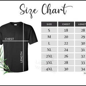 Gildan 2000 Size Chart - Gildan G200 Size Guide - Gildan 2000 Black ...