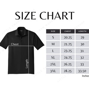 Sport-tek ST650 Size Chart, Men's Sport Polo Shirt Sizing Table - Etsy