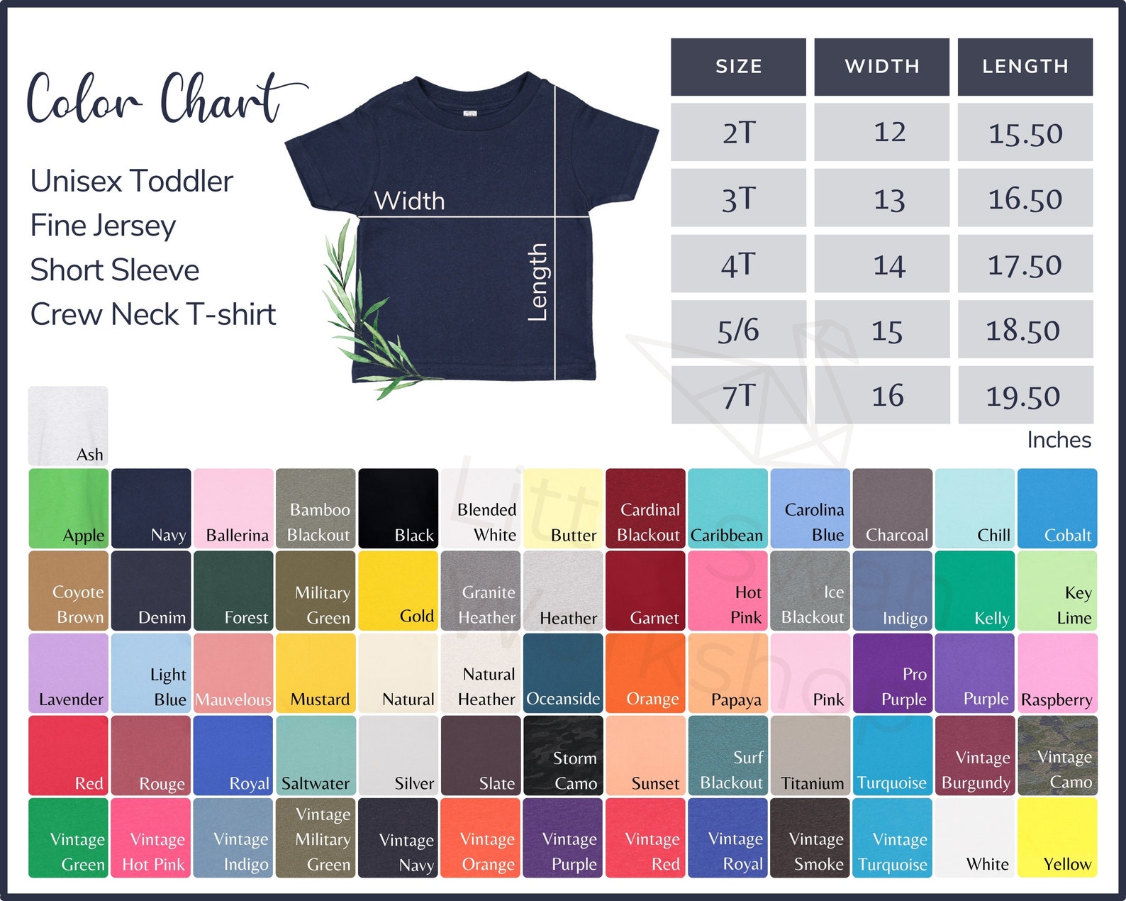Rabbit Skins 3321 Color Chart, Toddler Size Guide (digital Download) - Etsy