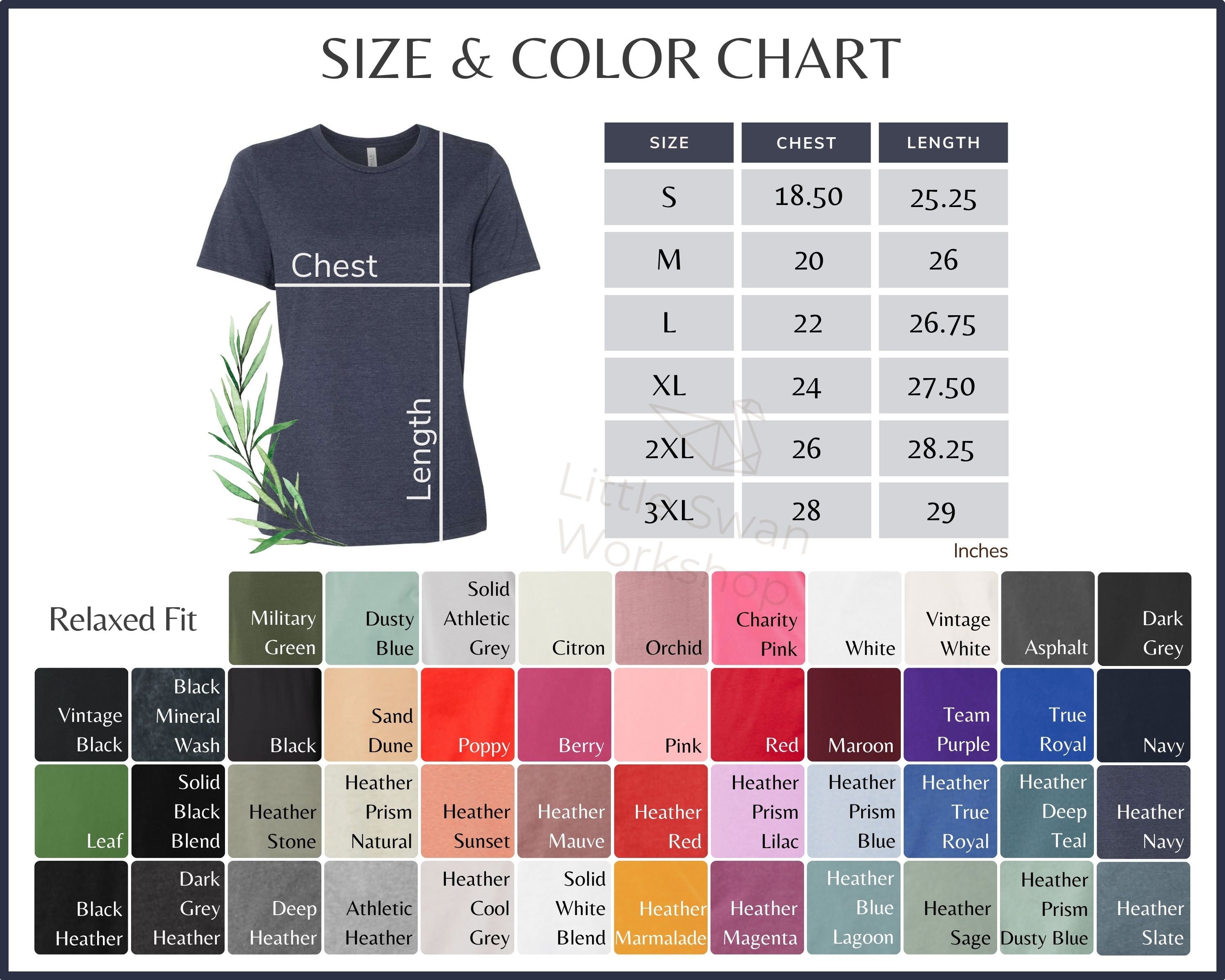 Bella Canvas 6400 Color Chart 6400 & 6400CVC Women's | Etsy