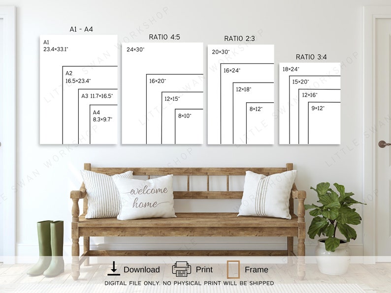 Wall Art Size Chart, Frame Size Guide, Ratio Table, Wall Display ...