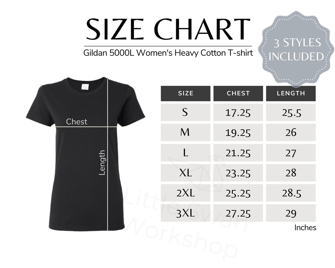 Gildan 5000L Size Chart, G500L Shirt Size Guide, 5000 L Sizing Table - Etsy