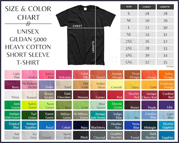 Gildan 5000 Editable Color Chart And Size Chart –, 47% OFF Gildan 5000 Editable Color Chart And Size Chart –, 47% OFF