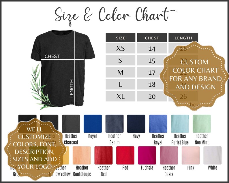 Custom Color Chart Personilized Chart for Any Brand You Want - Etsy