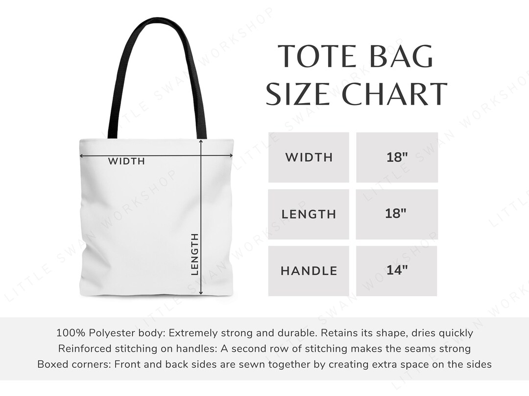 Aop Tote Bag Size Chart, All Over Print Size Guide, Printify Sizing Table - Etsy