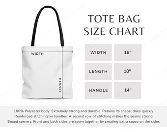 AOP Tote Mockup Bundle With Size Chart All Over Print Bag - Etsy