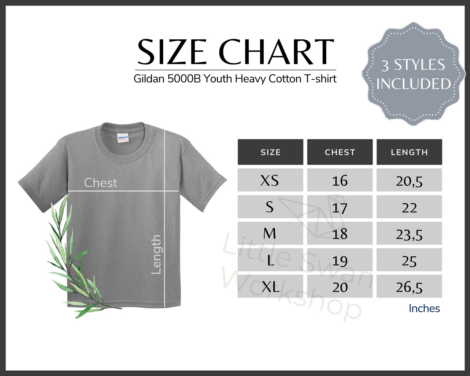 Gildan Youth Shirt Size Chart