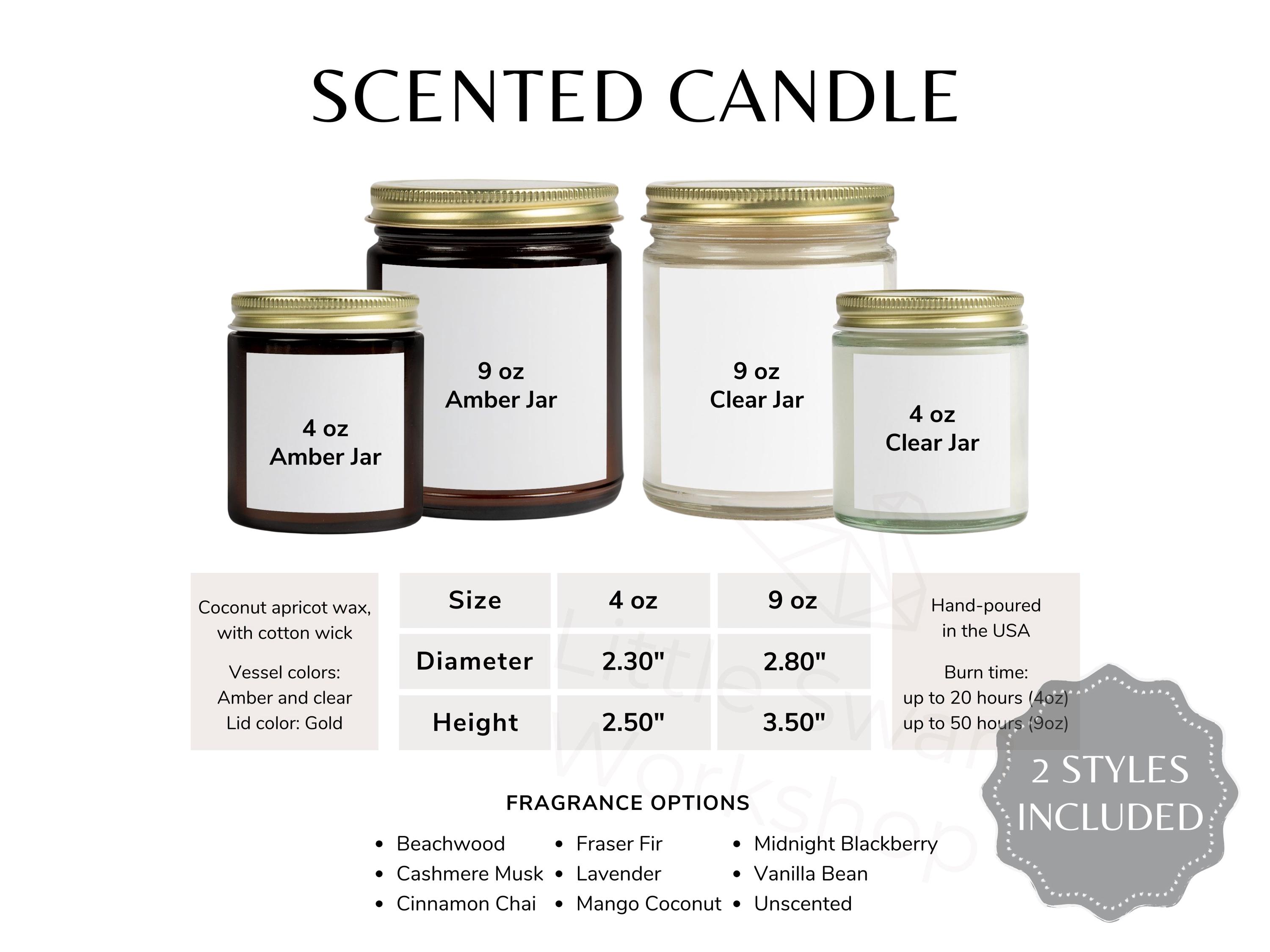 Scented Candle Size Chart, Coconut Apricot Wax, POD 4oz 9 Oz Print on ...