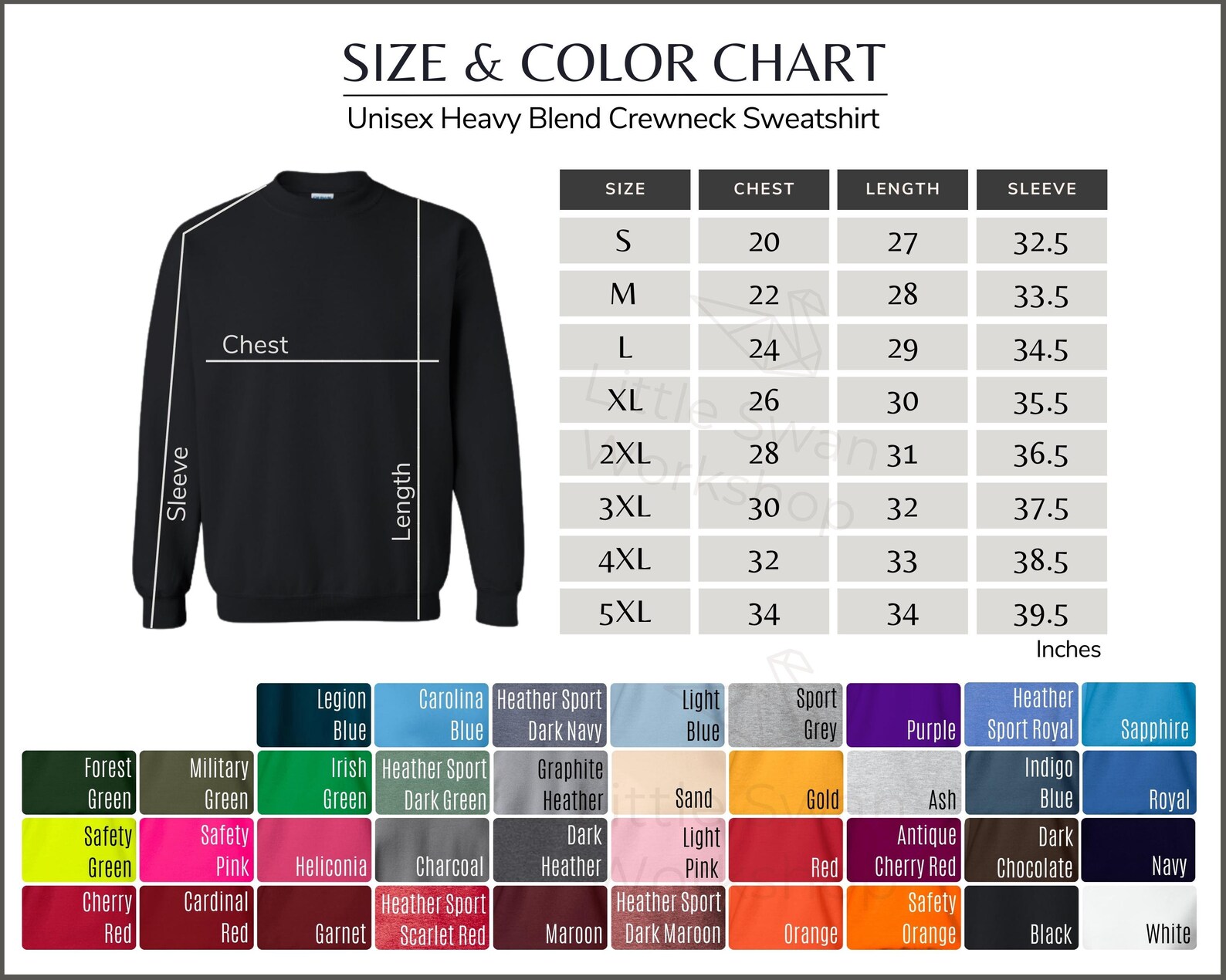 Gildan 18000 Color Chart, Gildan G180 Sweatshirt Color and Size Guide ... Gildan 18000 Color Chart, Gildan G180 Sweatshirt Color and Size Guide ...