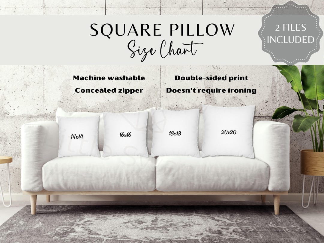 Square Pillow Size Chart, POD Cushion Cover Size Gide, Printify Product ...