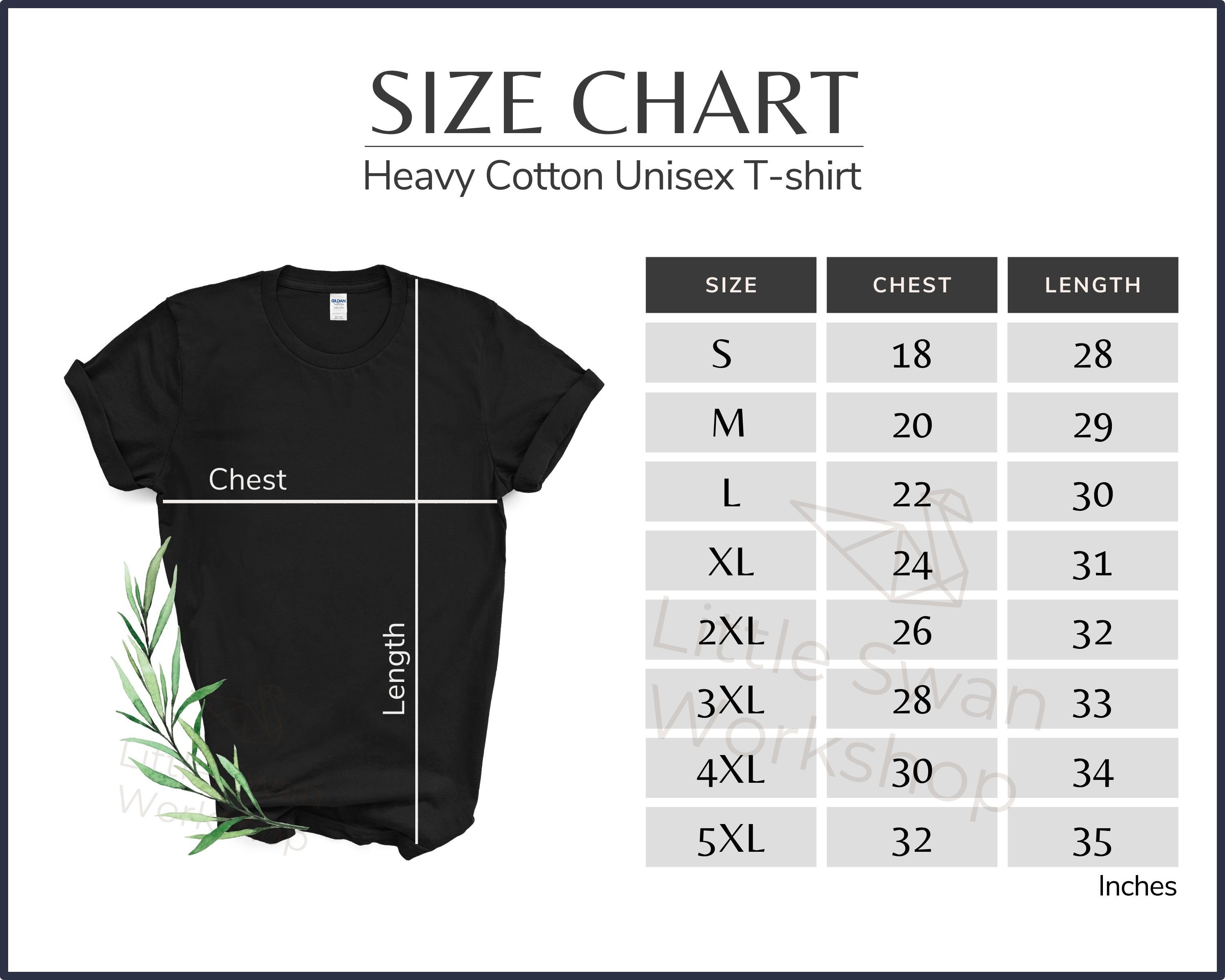 Gildan 5000 Size Chart G500 Size Chart Gildan Mockup and - Etsy Canada