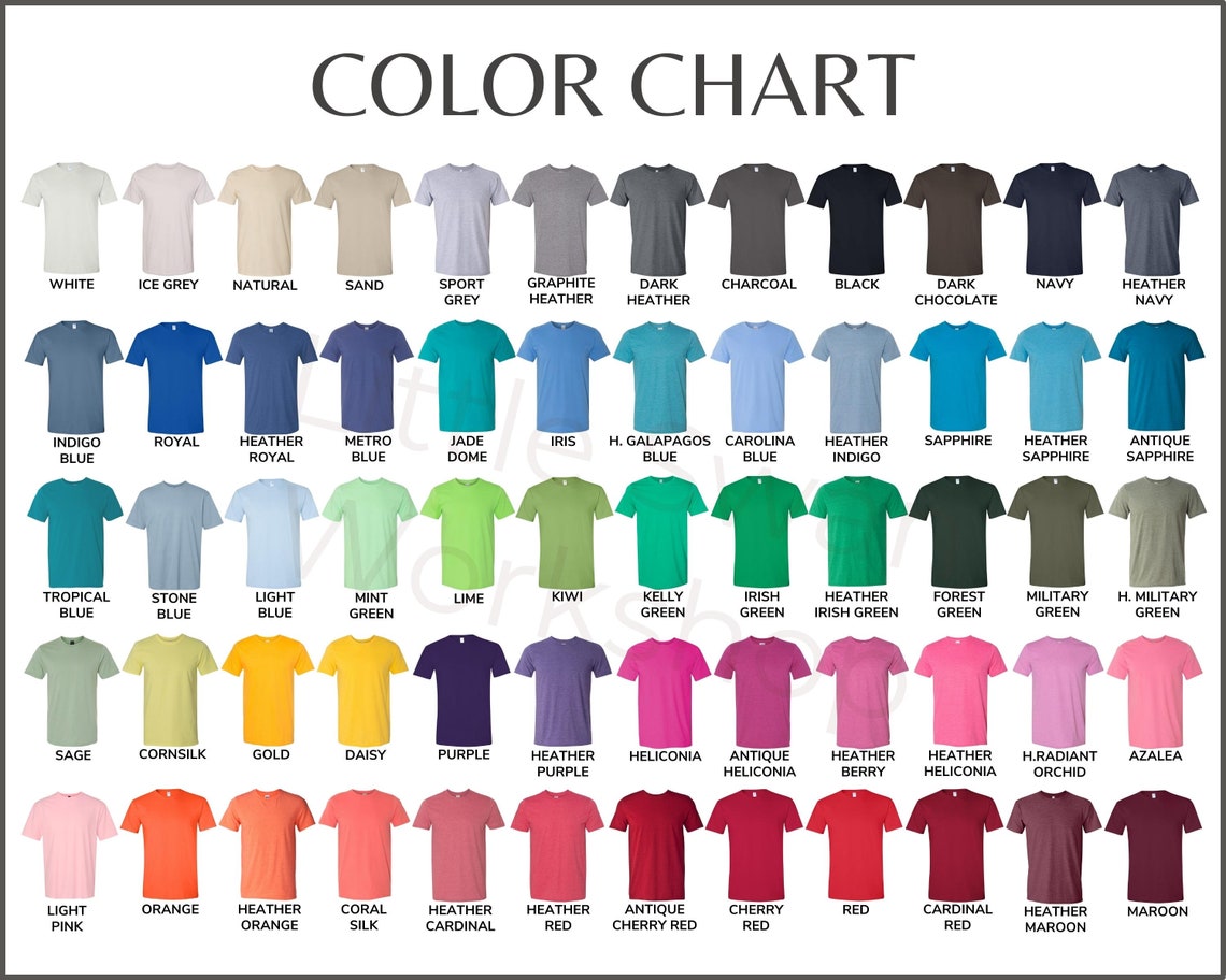 Gildan 64000 Color Chart G640 Every Color Mockup and Color - Etsy