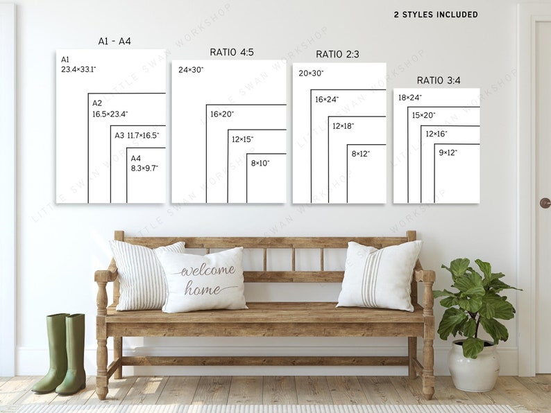 Wall Art Size Chart Frame Size Guide Ratio Table Wall - Etsy