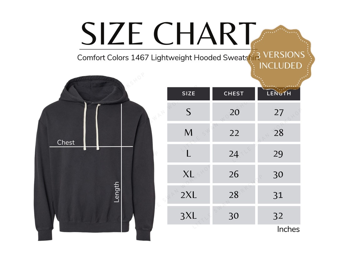 Comfort Colors 1467 Size Chart, Hoodie Adult Lightweight Hooded ...