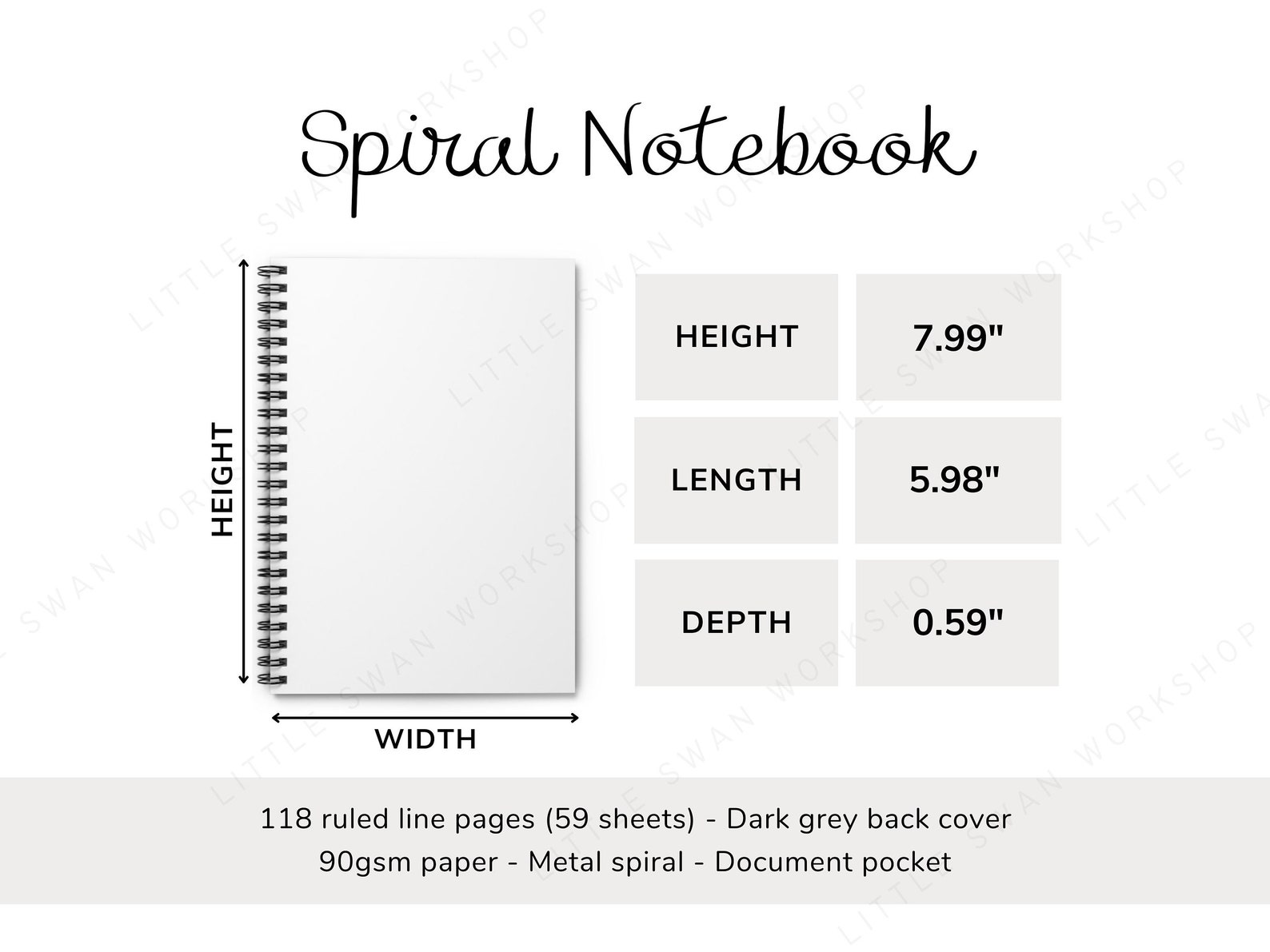 Spiral Notebook Size Chart 2 Versions Sizing Guide Included - Etsy