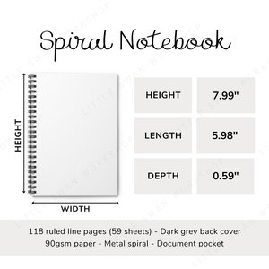 Spiral Notebook Size Chart 2 Versions Sizing Guide Included - Etsy