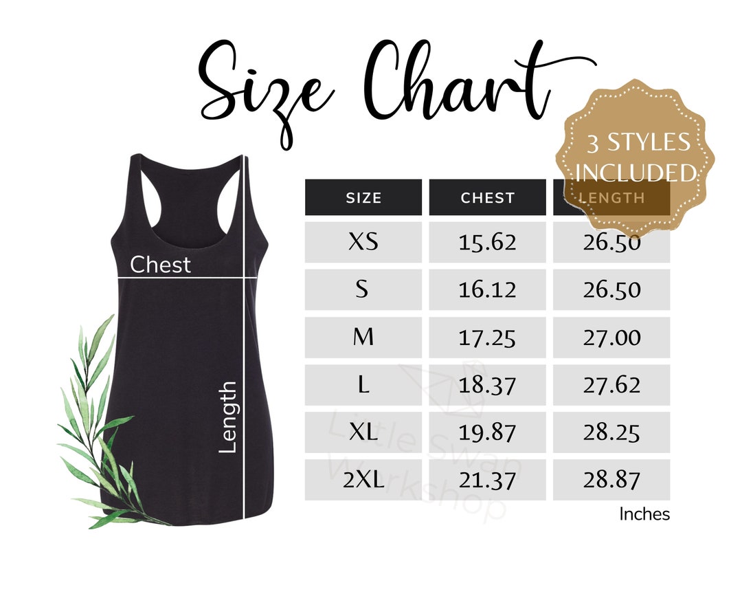 Bella Canvas 8430 Size Chart, BC Women's Triblend Racerback Tank Sizing ...