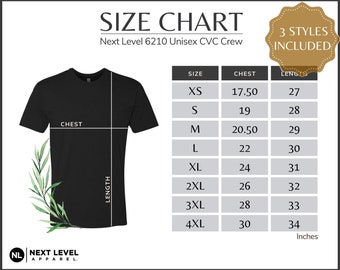 Next Level Size Chart | Etsy
