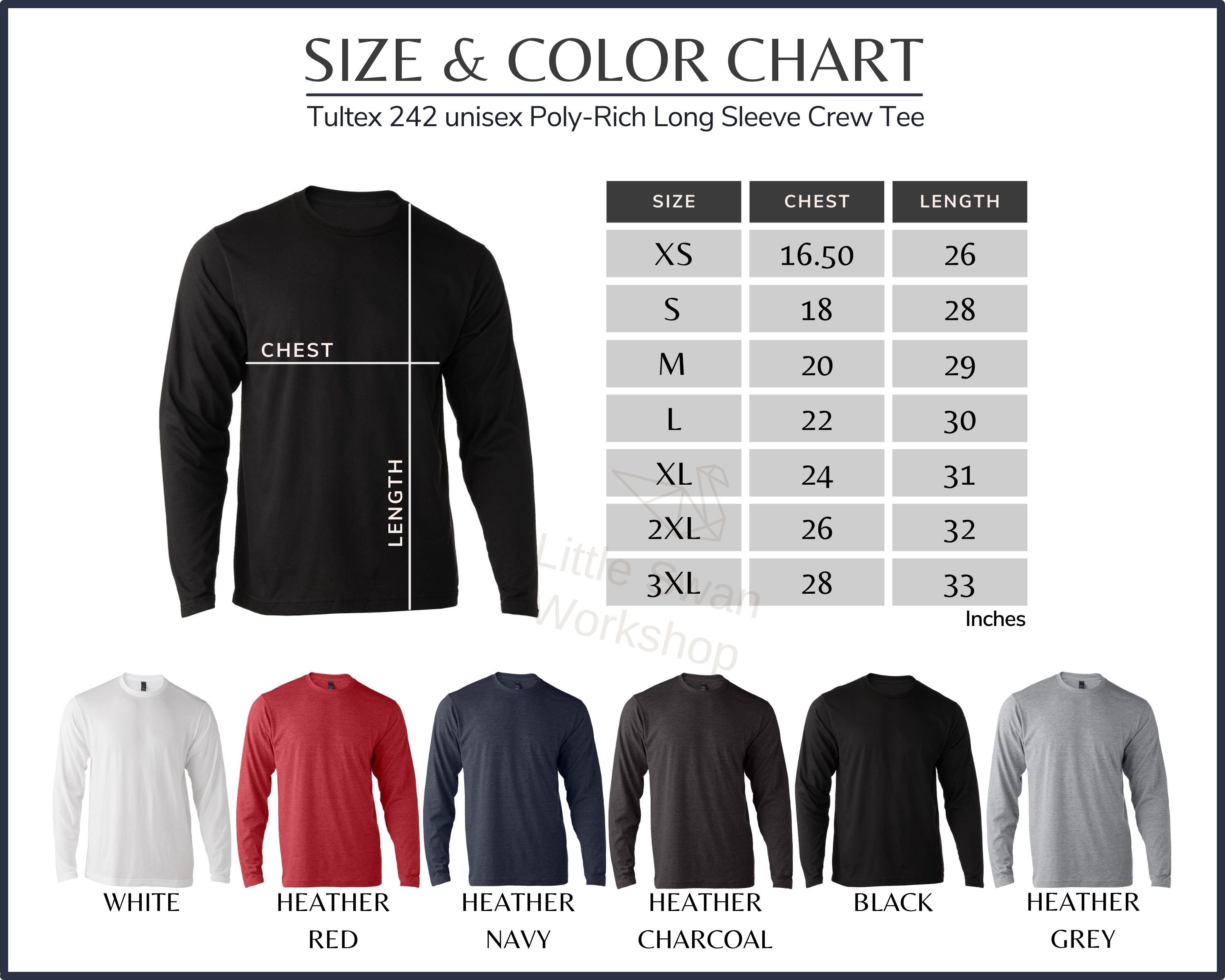 Wall Hangings Home Decor every color Digital File Shirt Color Chart ...