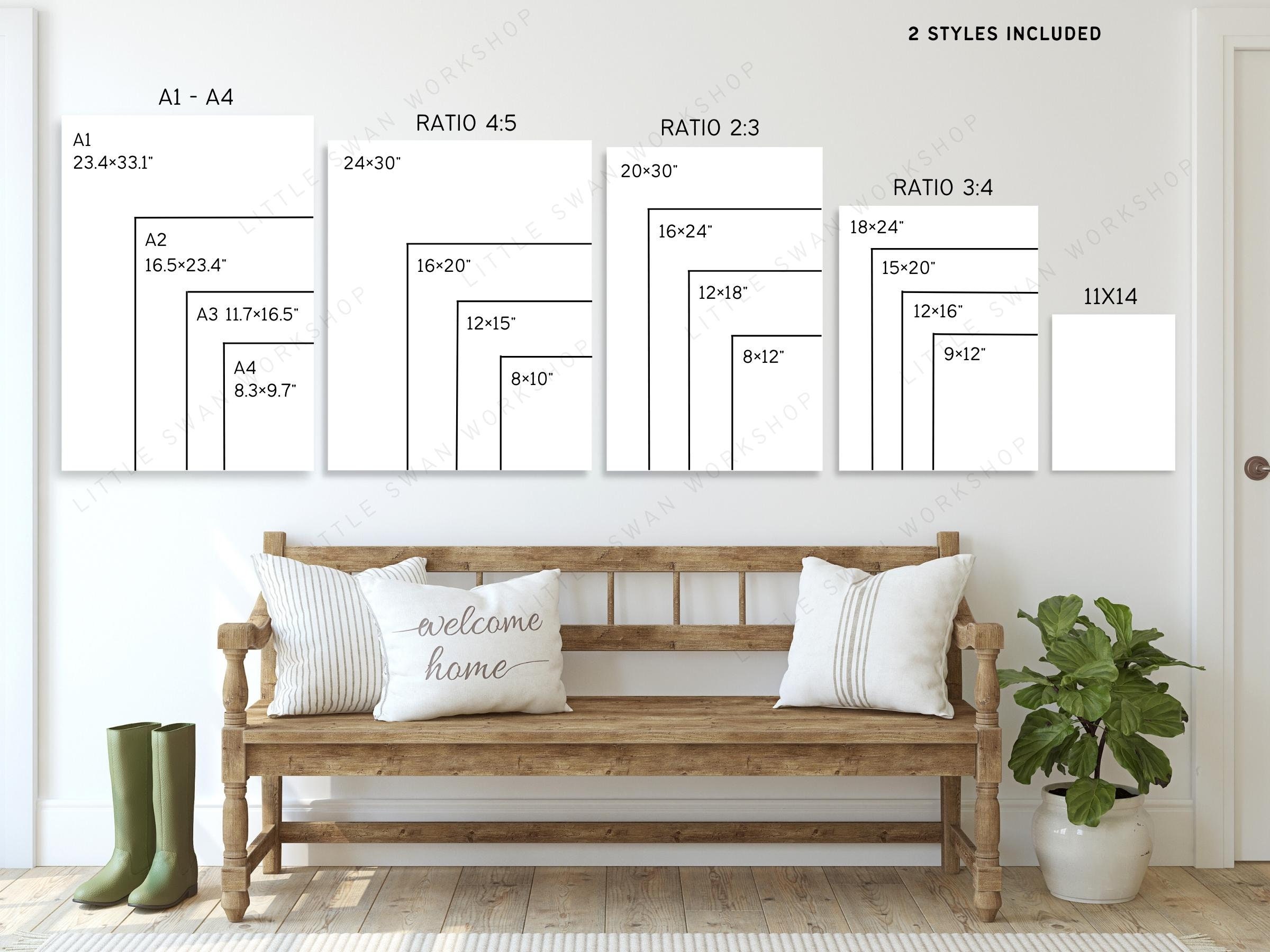 Wall Art Size Chart Frame Size Guide Ratio Table Wall - Etsy Canada