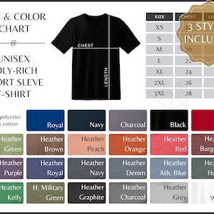 Tultex 241 Color Chart, Poly Rich T-shirt Color and Size Table, 241 ...