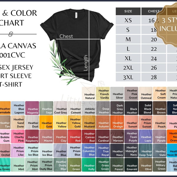 Bella Canvas 3001cvc Color Chart - Etsy