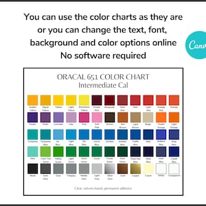 ORACAL 651 Color Chart - Oracle 651 Permanent Vinyl Color Guide, 2 ...