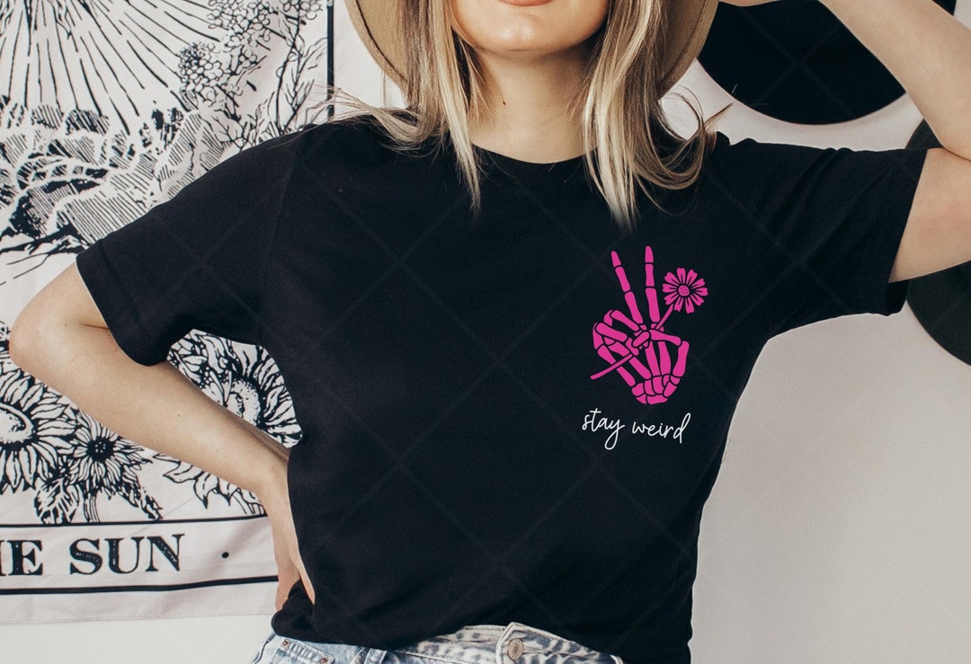 Floral Skeleton Peace Sign Shirt: Funny Spooky Season Tee - Etsy