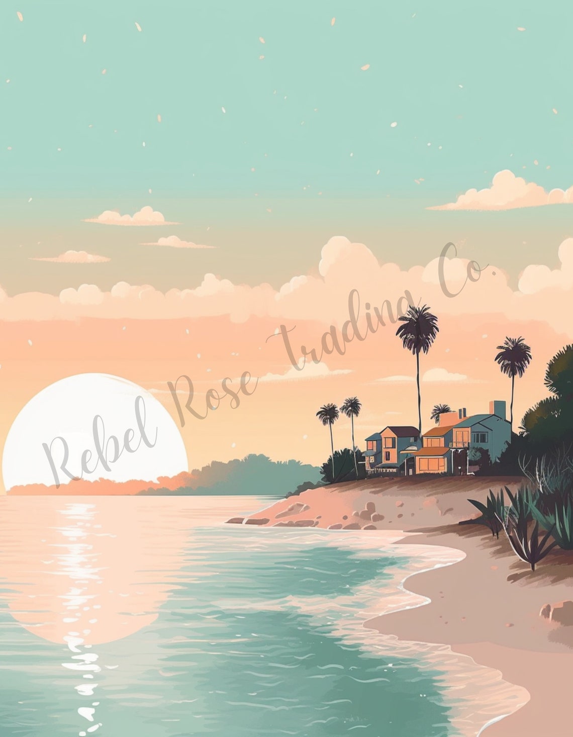 California Wall Art Set, Beach Vibes, Ocean Print, Beach Scene, Palm ...