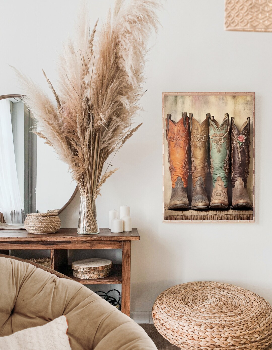 Boho Western Art Cowgirl Wall Art Cowboy Boots Art Print Western Decor ...
