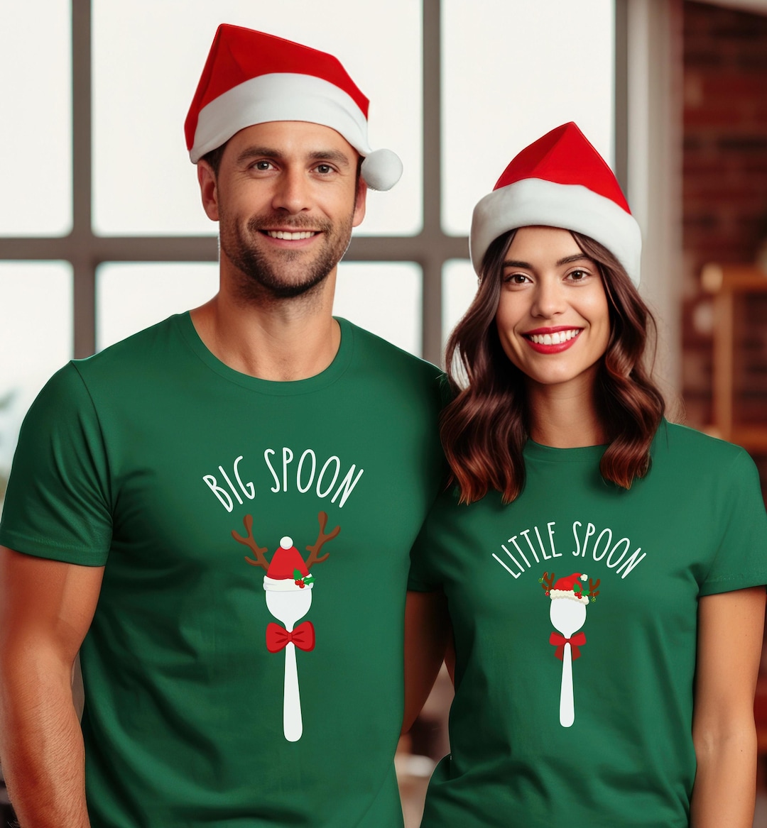 Big Spoon Little Spoon Christmas Pajama T-shirt Couples Holiday Pjs ...