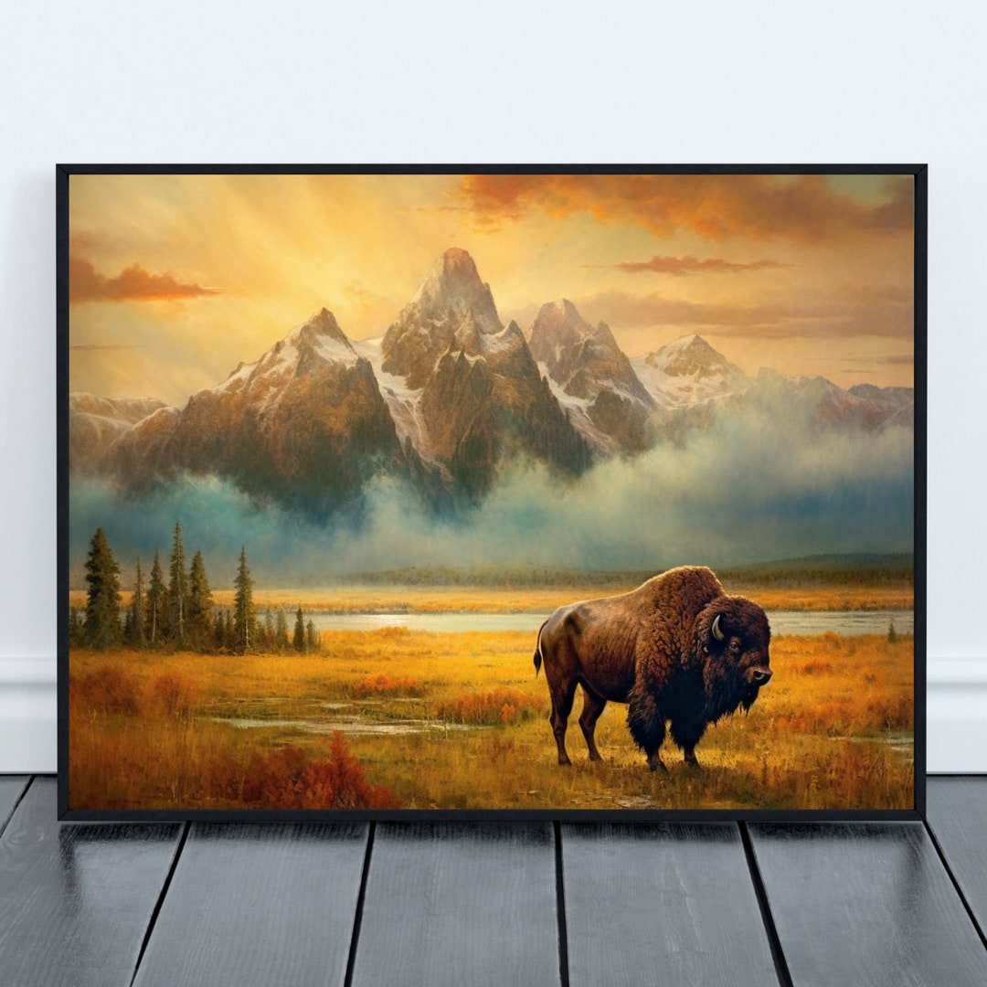 Grand Tetons Art, Wyoming Art, Yellowstone Print, Buffalo Wall Art ...