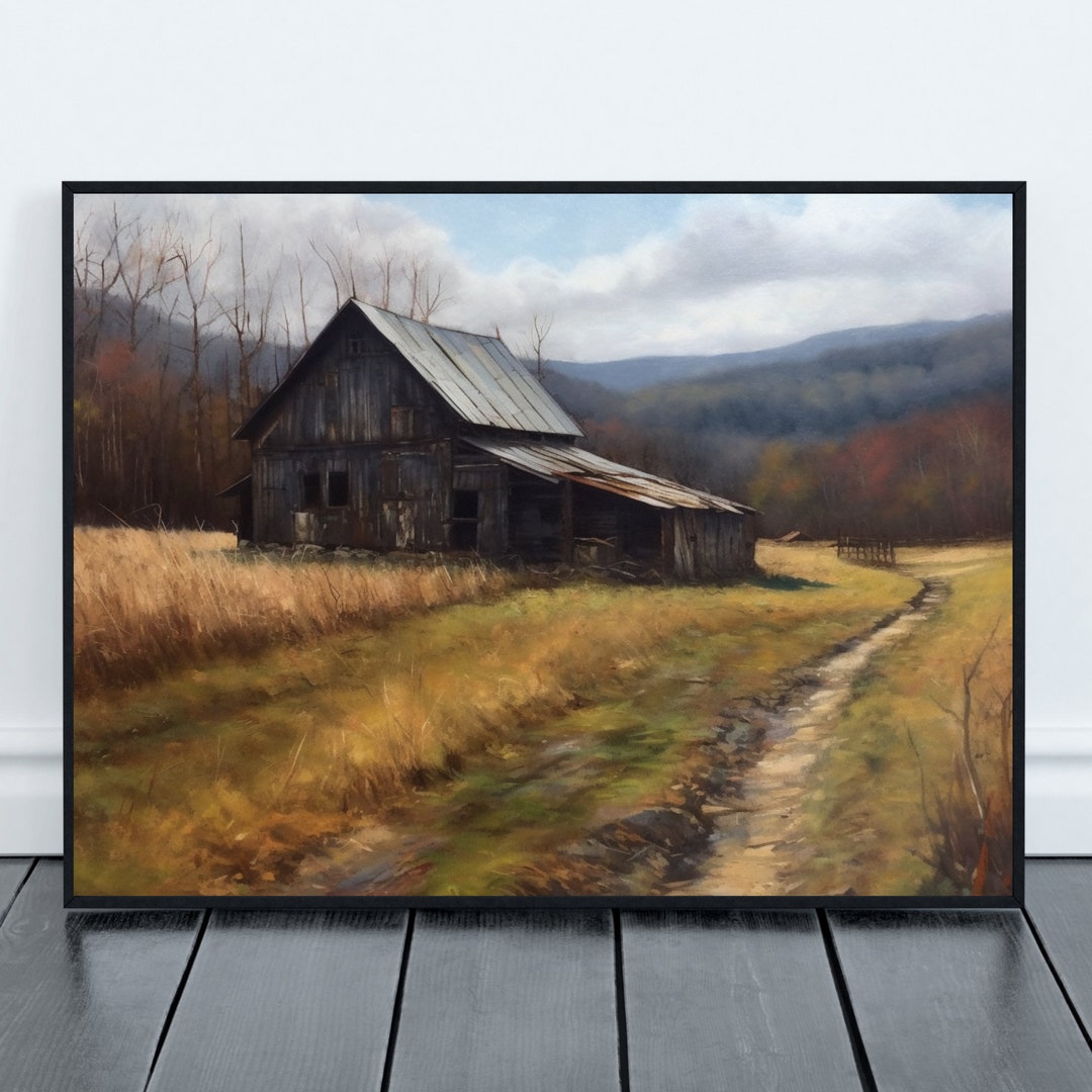 Fall Farmhouse Art, Rustic Barn Art, Wall Home Decor, Housewarming Gift ...