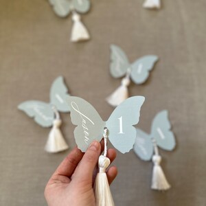 Personalised Butterfly Name Cards Tassels Wedding Stationery Day of ...