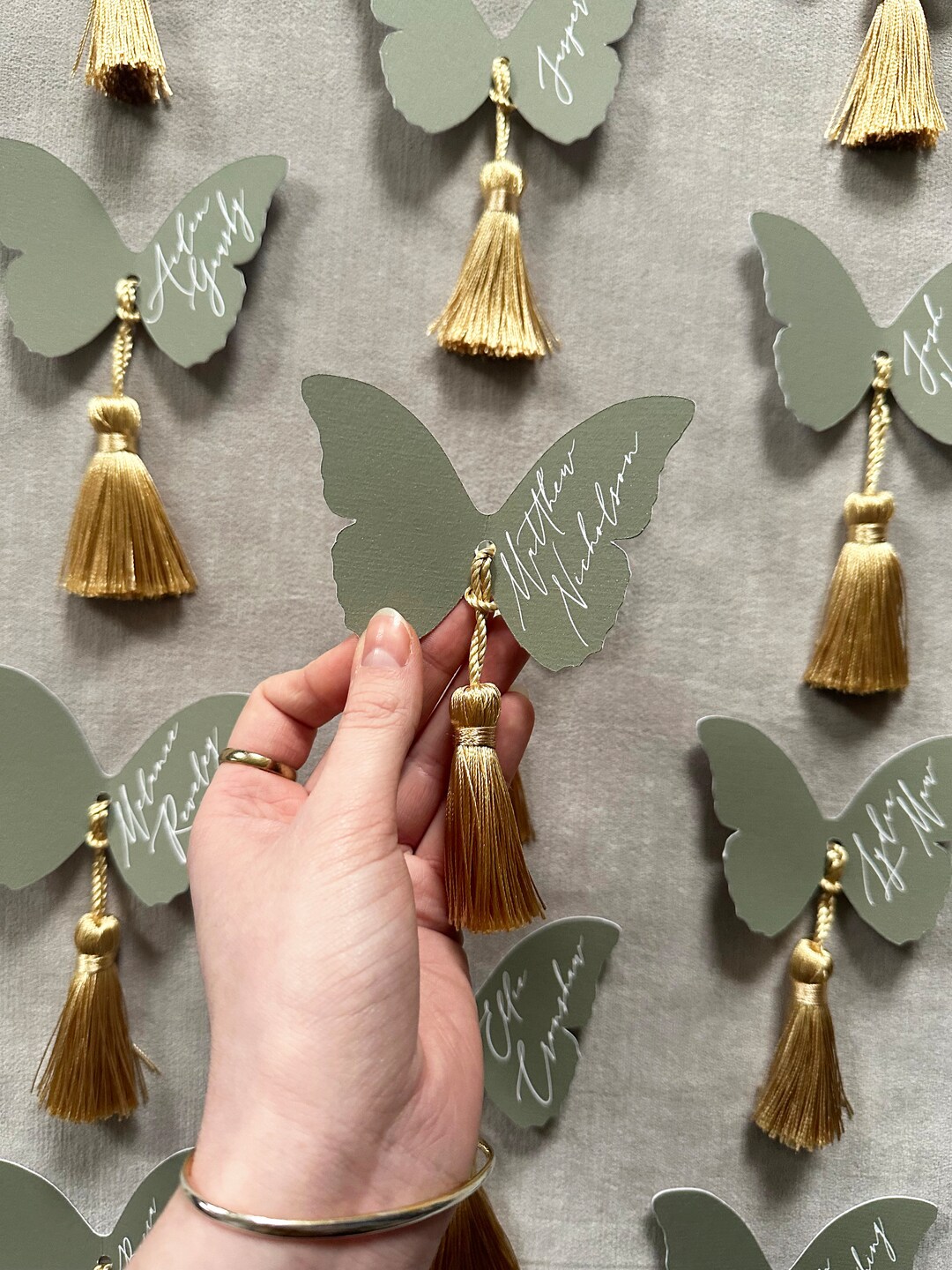 Personalised Butterfly Name Cards Tassels Wedding Stationery Day of ...