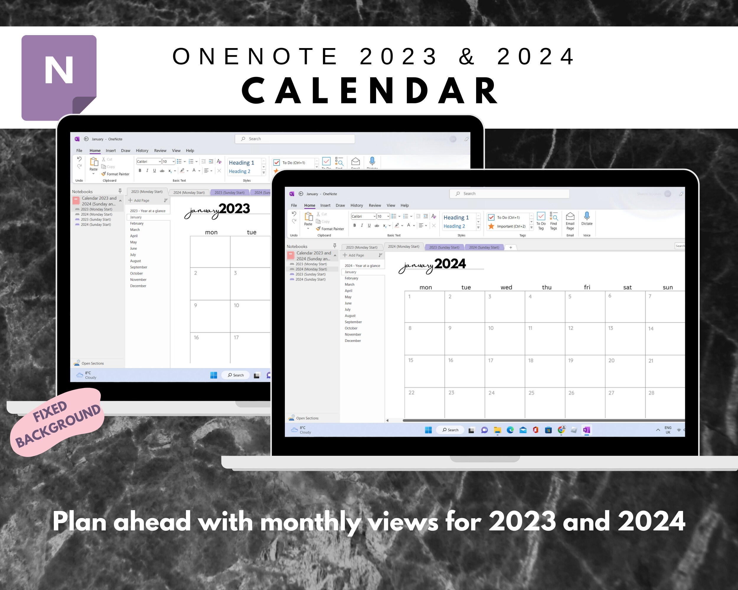 Onenote 2023/2024 Elegant Black and White Minimalist Digital - Etsy UK