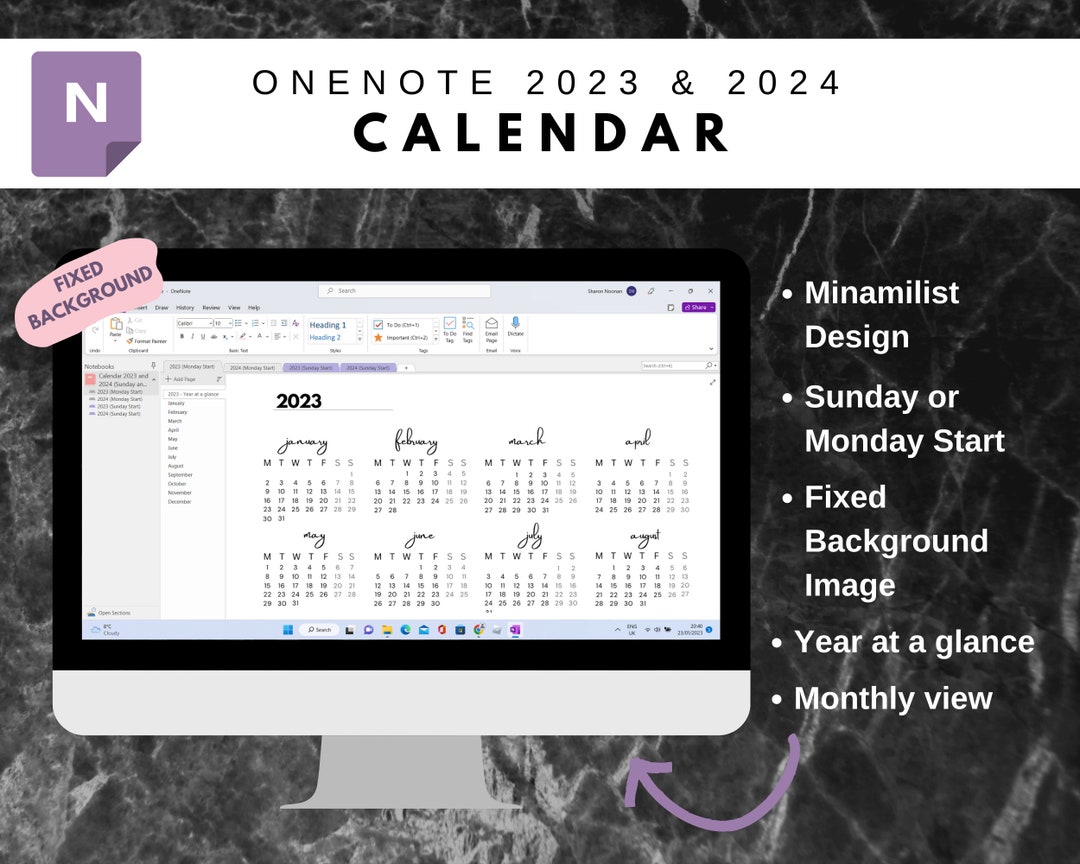 Onenote 2023/2024 Elegant Black and White Minimalist Digital - Etsy UK