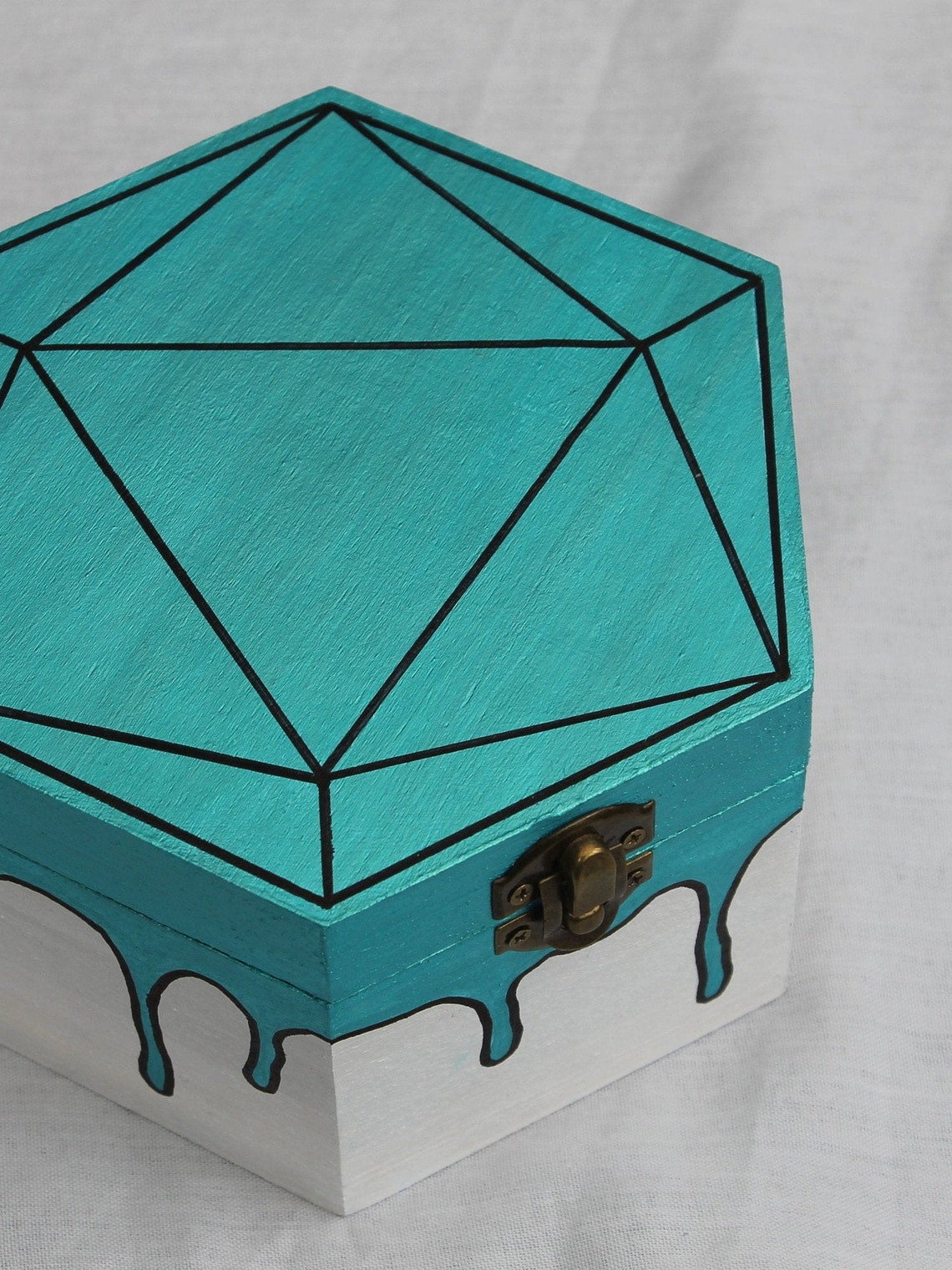 Hand-painted Blue Paint Drip Wooden Box - Etsy