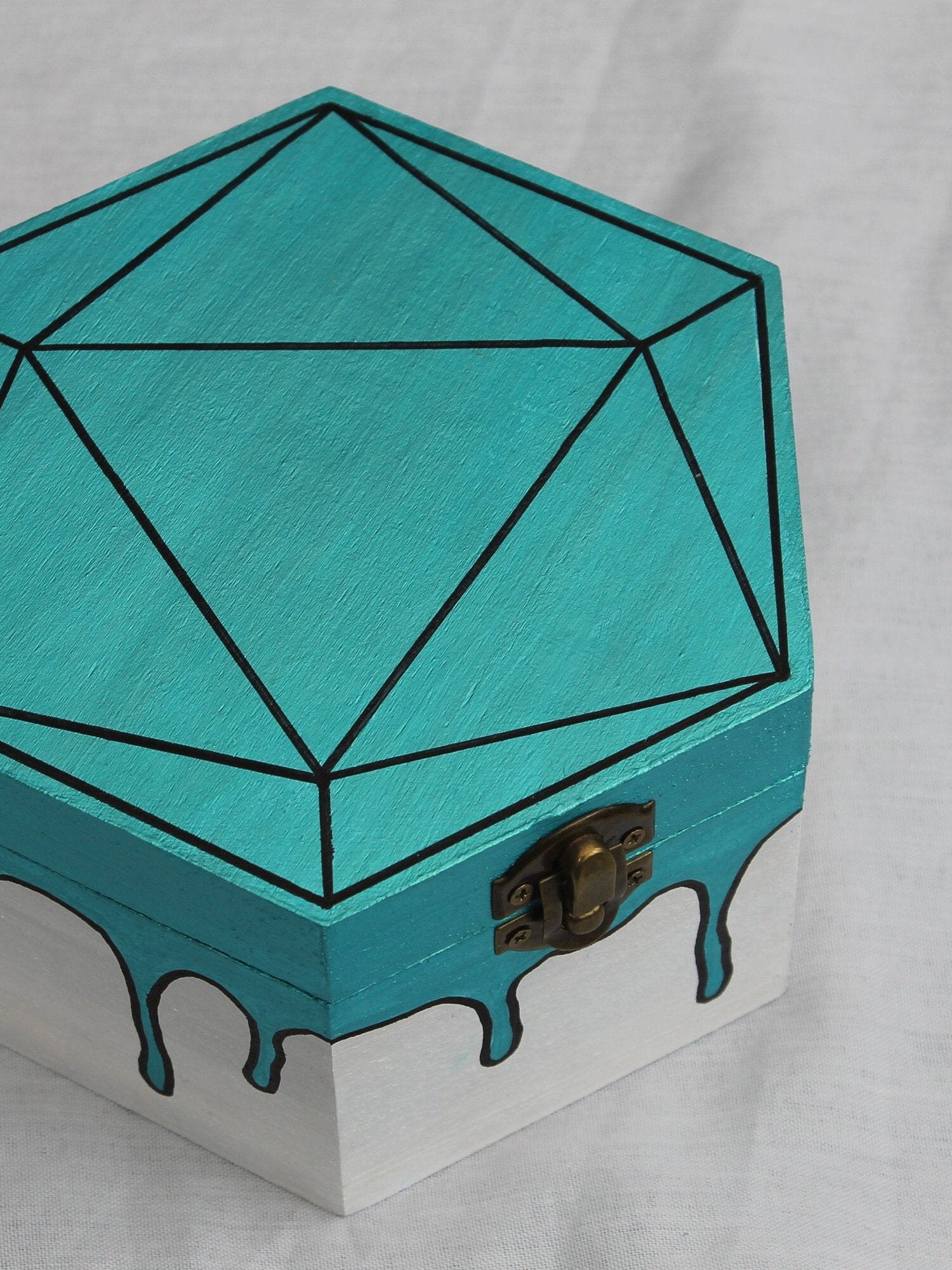 Hand-painted Blue Paint Drip Wooden Box - Etsy