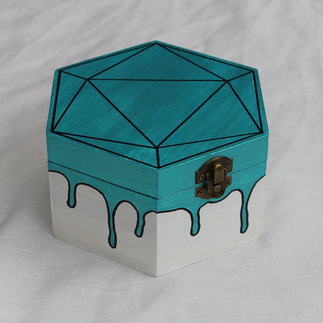 Hand-painted Blue Paint Drip Wooden Box - Etsy