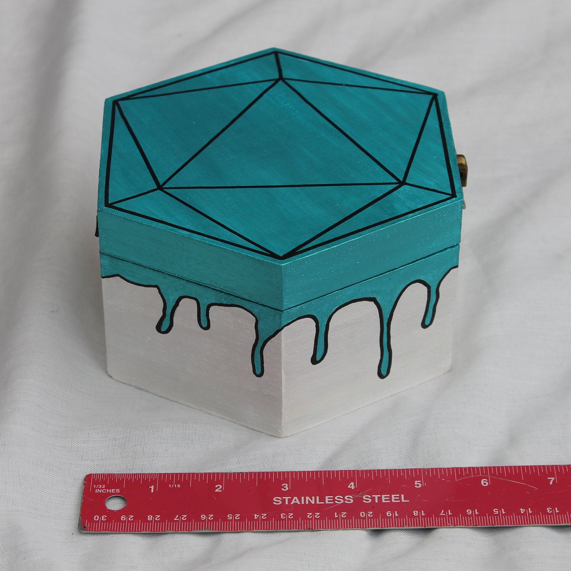 Hand-painted Blue Paint Drip Wooden Box - Etsy