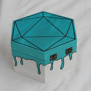 Hand-painted Blue Paint Drip Wooden Box - Etsy