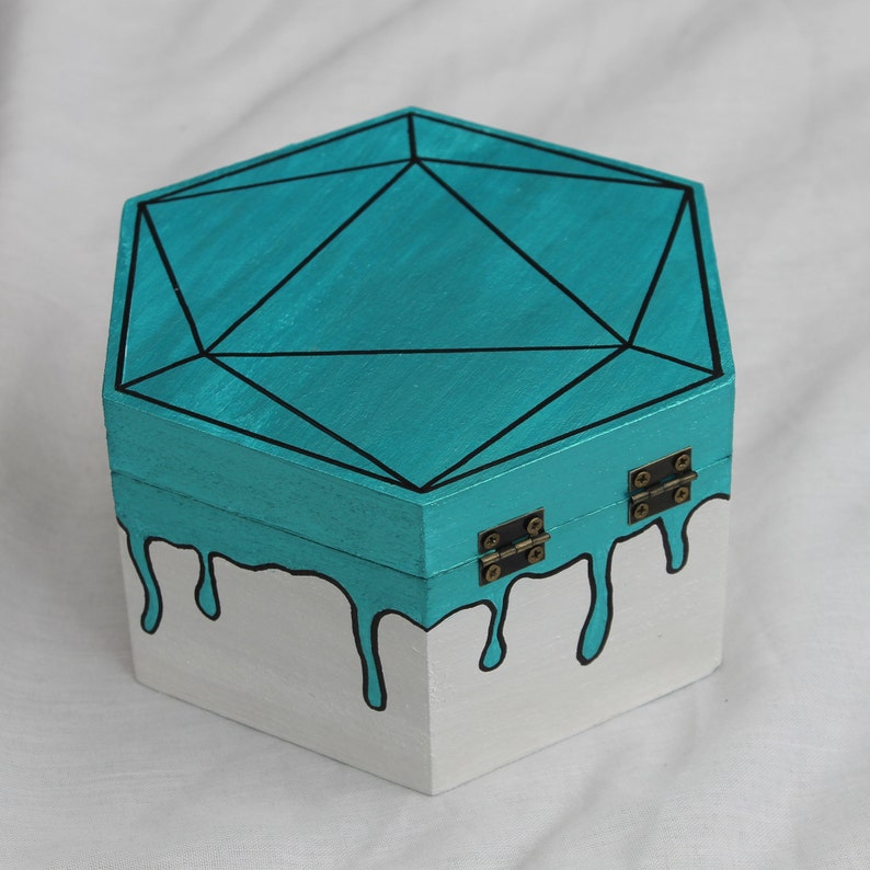 Hand-painted Blue Paint Drip Wooden Box - Etsy