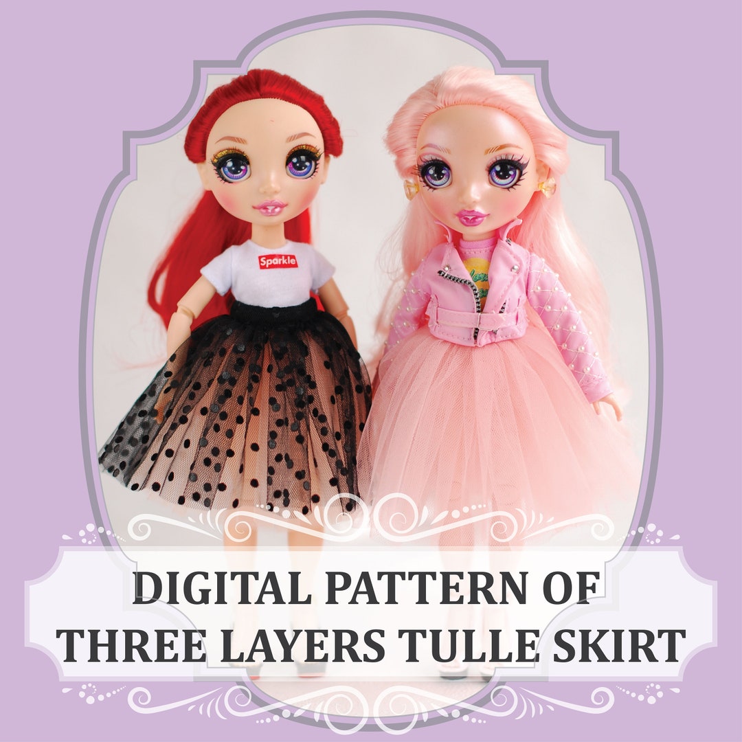 Digital Pattern for Doll Clothes, Rainbow Fashion Tulle Skirt, Sewing ...