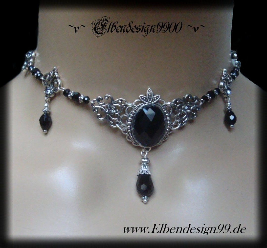Collier ~Black Lily~ schwarz Renaissance Wicca pagan Hexe Halskette ...