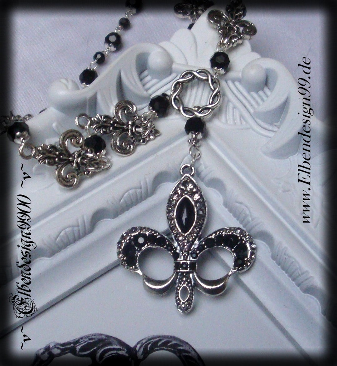 Collier french Lily Black French Lily Wicca Pagan Witch Necklace Choker ...